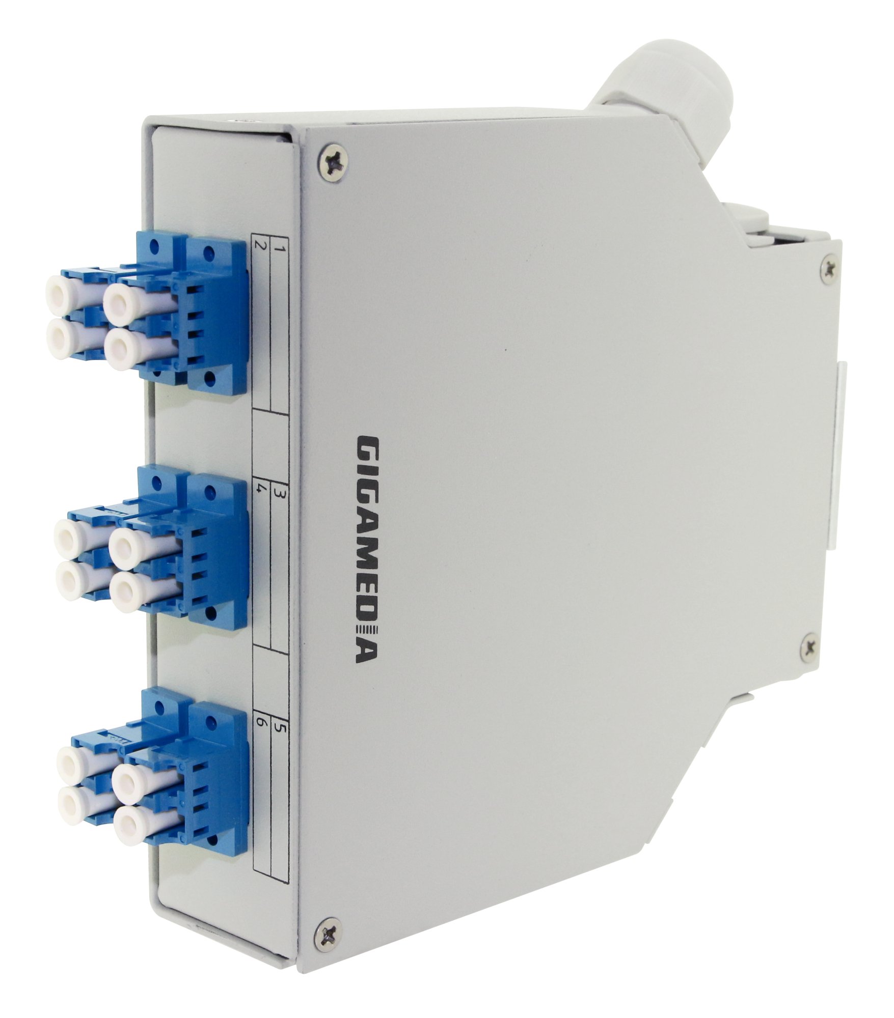 DIN rail optical box loaded with 6 LC duplex multimode grey adapters ...